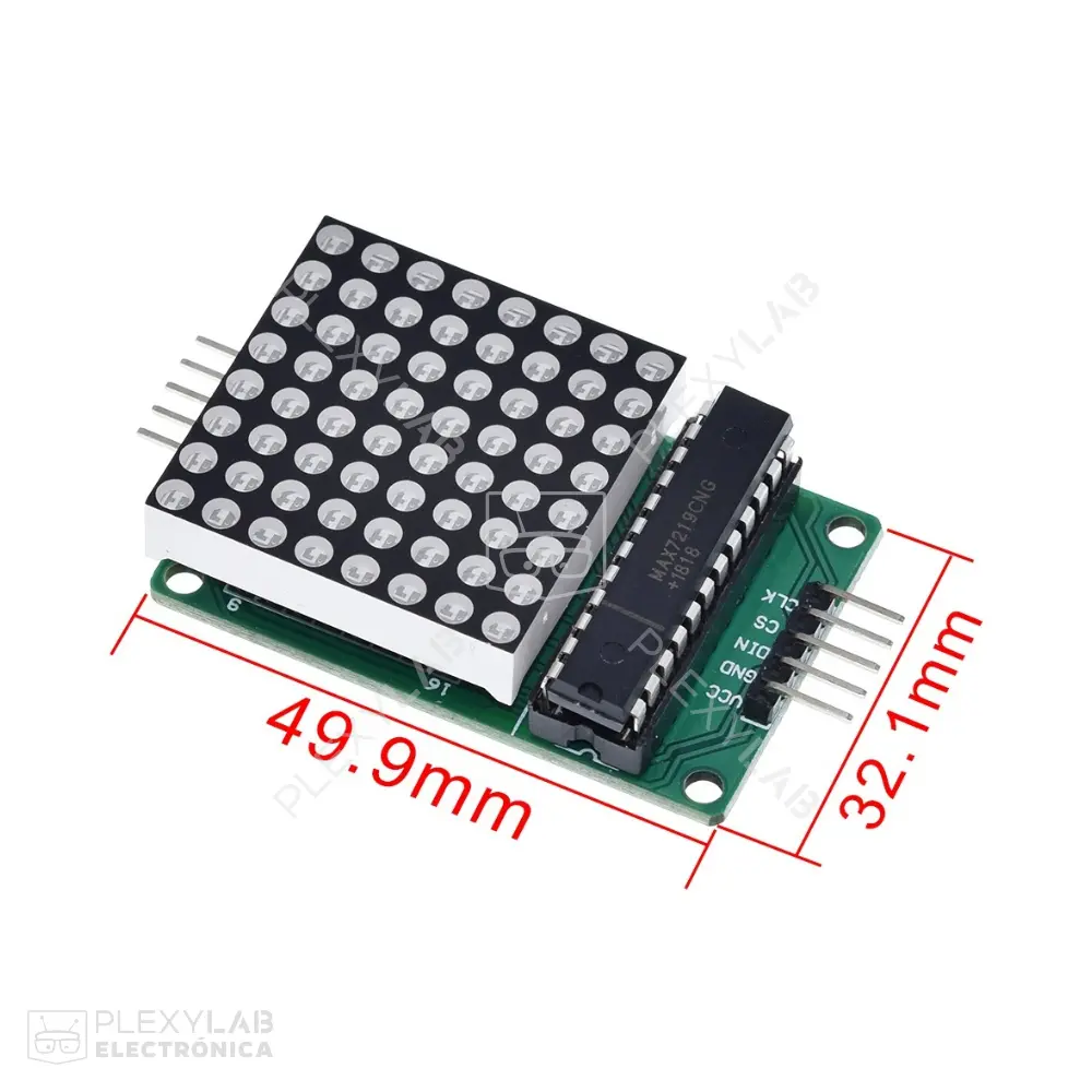 MAX7219 Módulo matriz de LEDs 8x8 5V cátodo común | PLEXYLAB