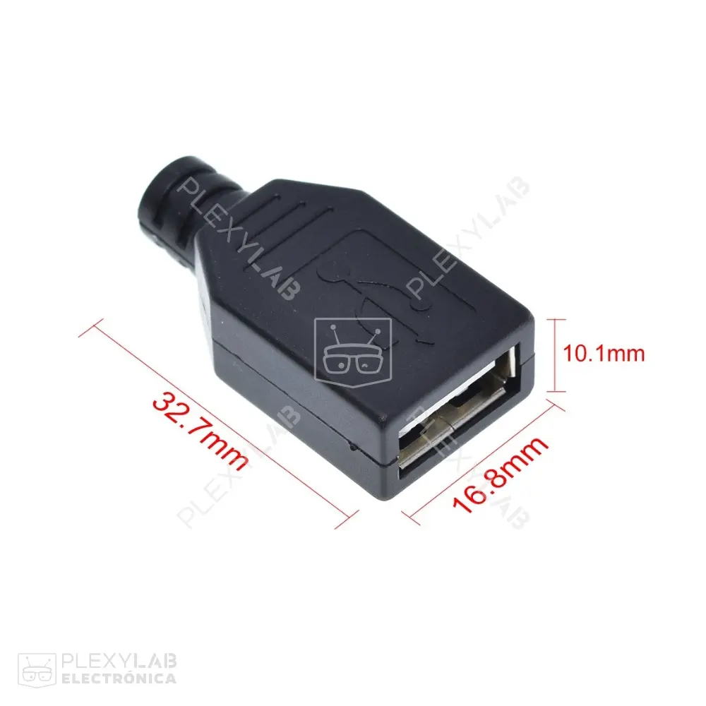 Conector USB tipo A hembra de 4 pines | PLEXYLAB